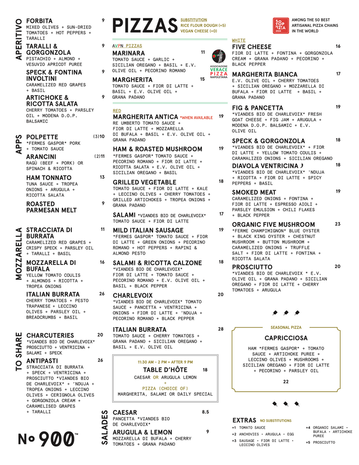Menu – Pizzeria no.900