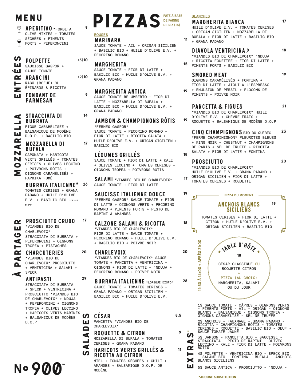 Menu – Pizzeria no.900
