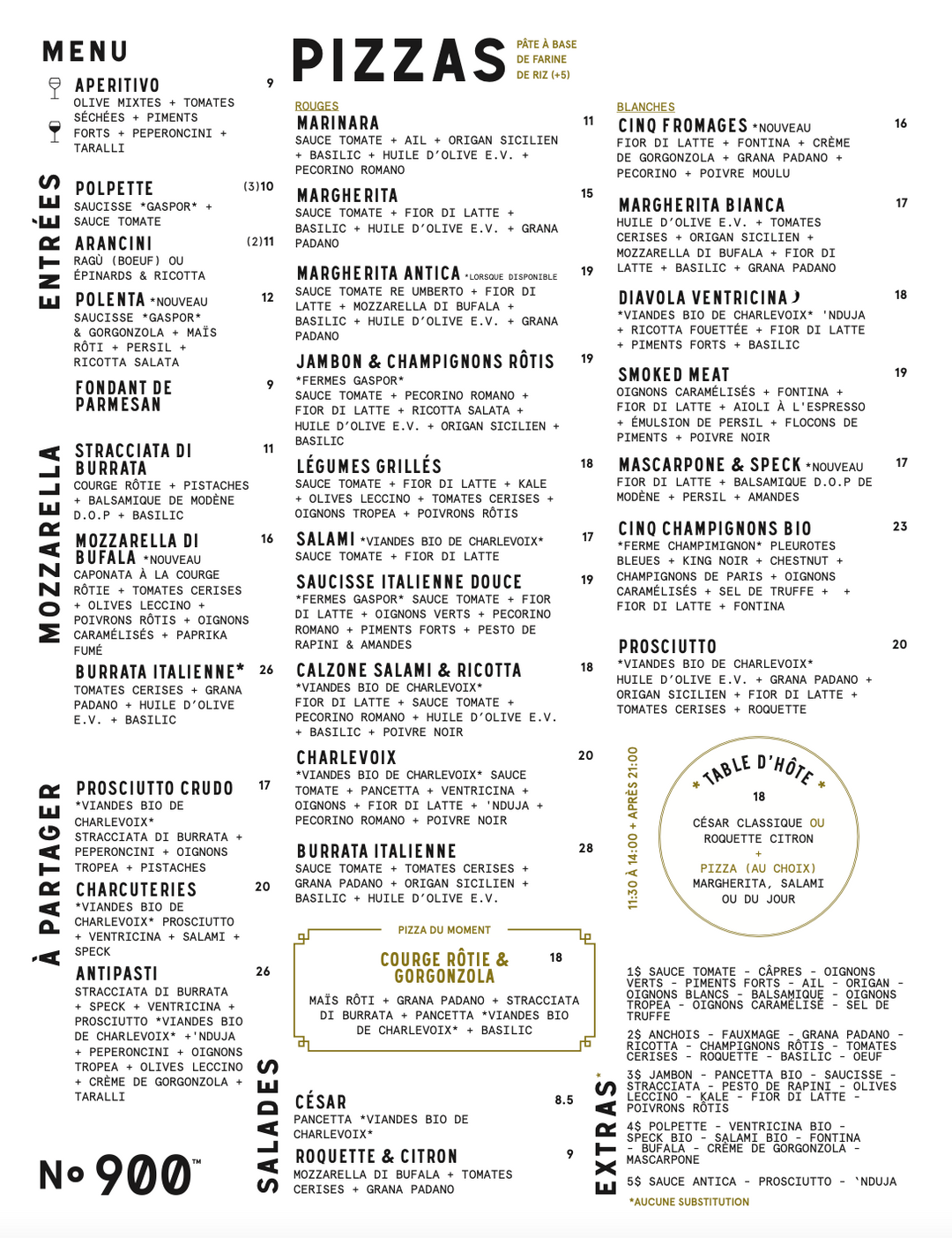 Menu – Pizzeria no.900