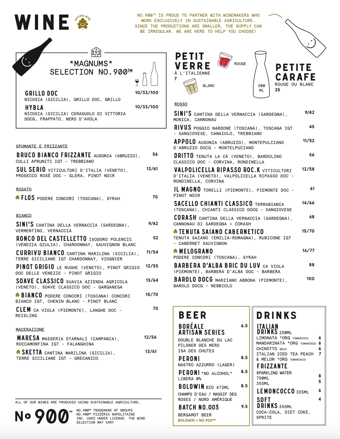Menu – Pizzeria no.900