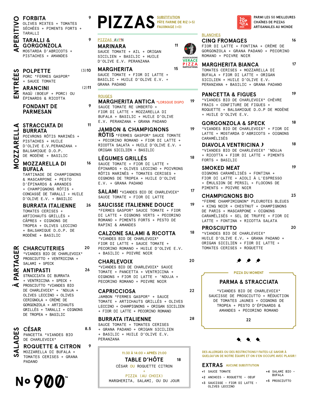Menu – Pizzeria no.900